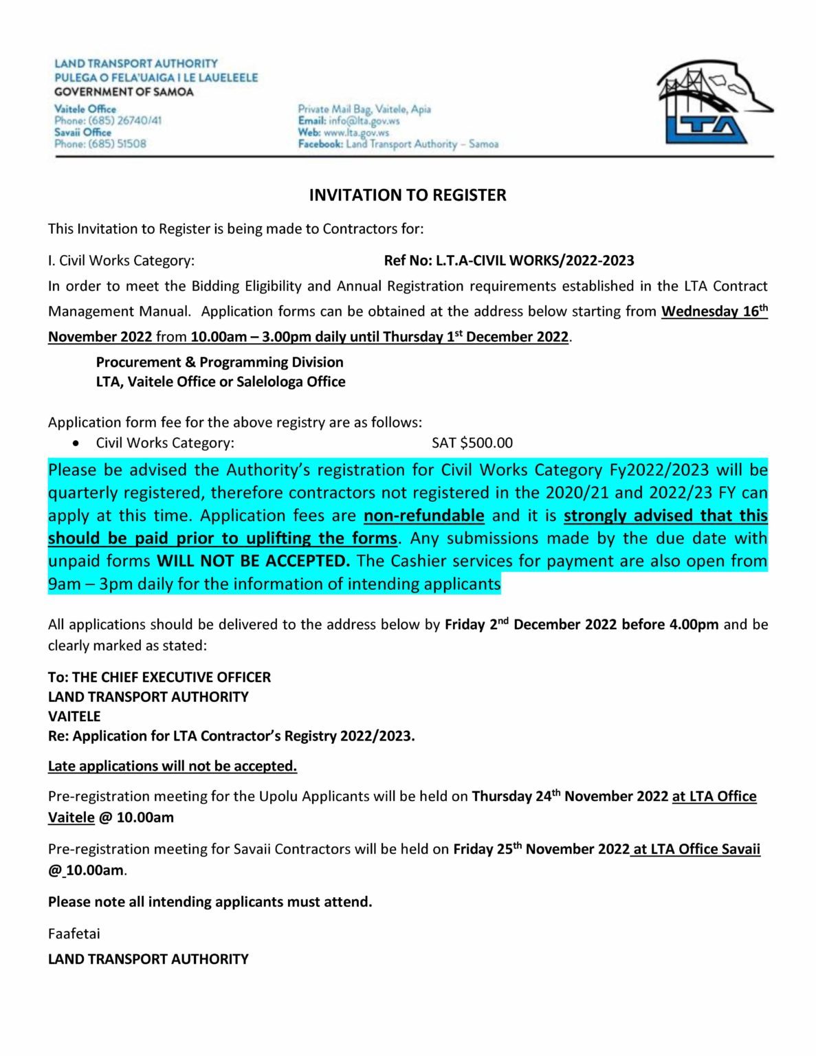 CW AD_Registration 2 FY22-23 - Land Transport Authority