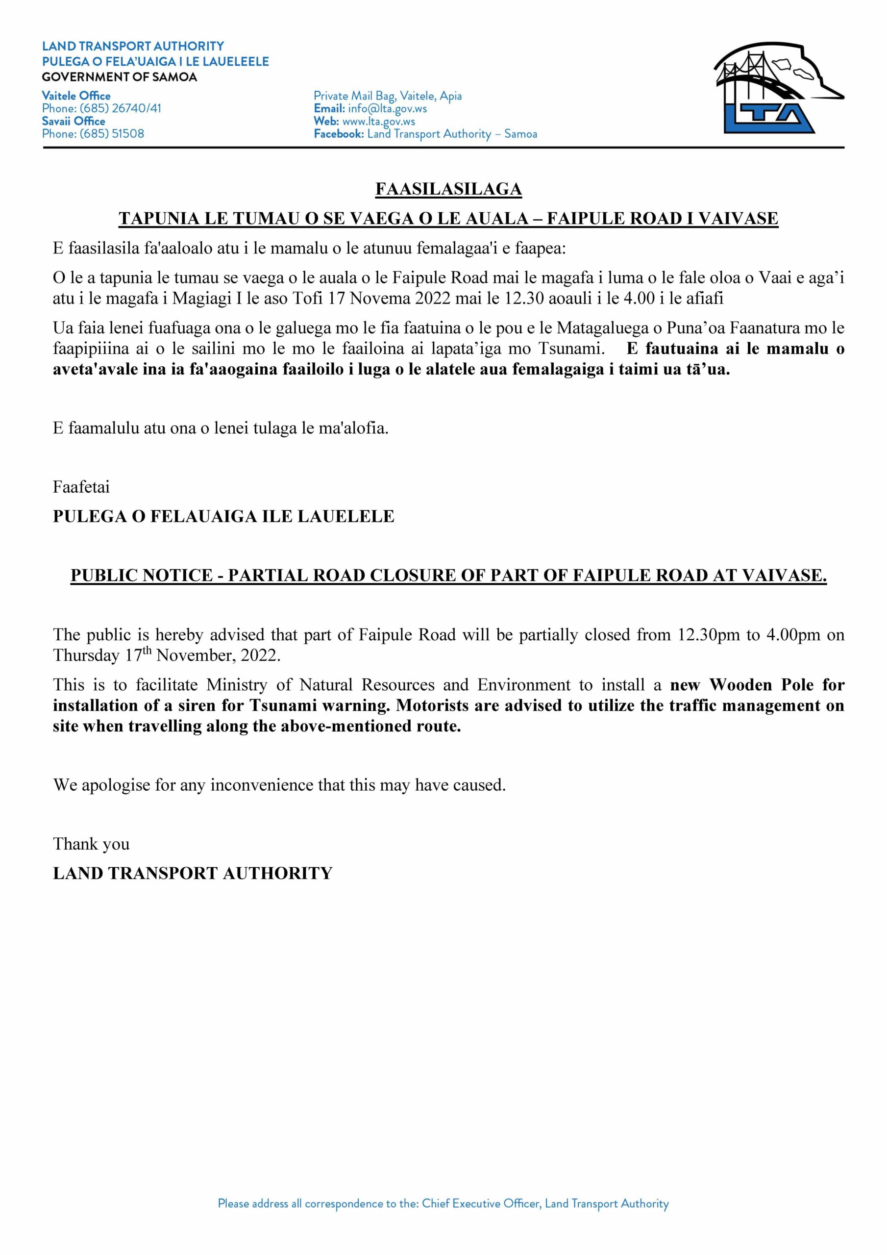 PUBLIC NOTICES - Land Transport Authority